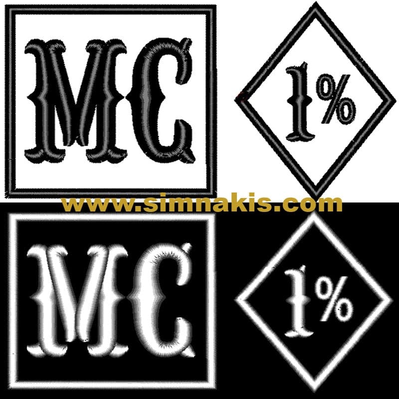 MC %1 Motorcu Nakış İşleme Arma Patch Peç MC 6x6 Cm %1 6X4.5 Cm 4 ...